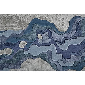 Feizy Serrano Modern Viscose Rug, Blue/Gray, 8' x 10' Area Rug
