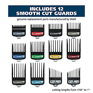 Wahl Genuine Elite Guide Comb Set with Colored Metal Clips and Hair Clipper Guard Organization Caddy, 12 Full Size Attachment Guards from 1/16” to 1” for Increased Cutting Performance - 3291-300