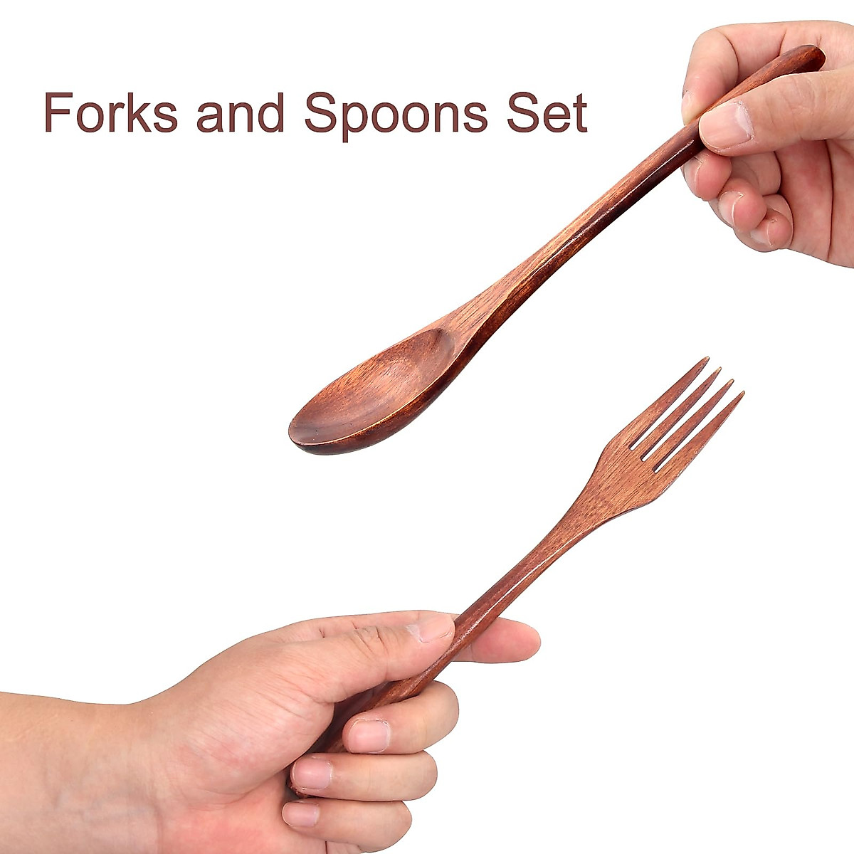 12 Pieces Wooden Forks and Spoons for Eating Utensil Set Lunch Wooden Cutlery Japanese Silverware Sets Flatware Reusable Bamboo Utensils Korean Wooden Spoon Fork Set