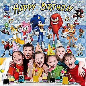 60x40 Inches Birthday Backdrop for Party, Soni Birthday Decoration with Good Wrinkle Resistance, Birthday Party Supplies as Photography Background, Happy Birthday Banner 5X3 ft for Kids, Boys, Girls