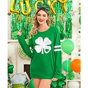 St Patricks Day Women's Pattys Paddys Shamrock Irish Sweatshirt Long Sleeve Clover Shirt Heart XL
