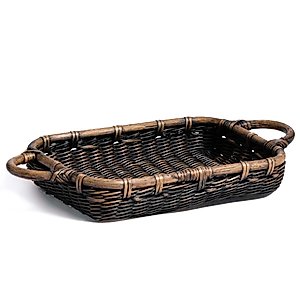 The Basket Lady Wicker Casserole Basket, 3 Quart, Antique Walnut Brown