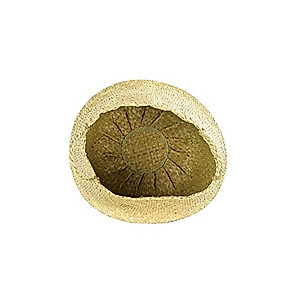 Creative Co-Op Beige & Black Natural Seagrass Collapsible Handles & White Tassels Basket