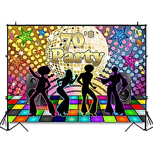 Avezano Back to 70s Party Backdrop for Adults Disco Party Decorations 1970's Retro Disco Ball Let's Glow Crazy Neon Dance Night Photoshoot Photo Booth Photography Background (7x5ft)