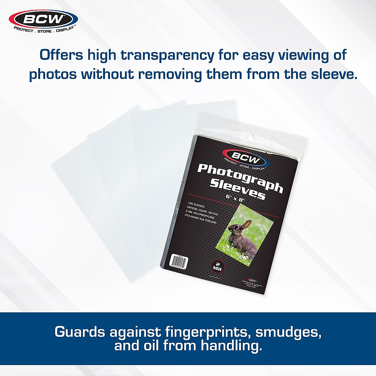 BCW 6x8 Photo Sleeves (100 Pack) - Acid-Free, No PVC | Clear Plastic Sleeves for Photos, Postcards, and Collectibles | Archival Quality for Albums, Storage, and Display
