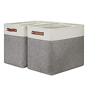 DULLEMELO Collapsible Bundle Baskets 2 Large Baskets 17"x12"x15" + 6 Small Baskets 11.8"x7.9"x5.1"（White&Gray)