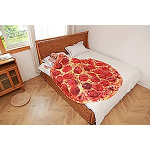 Pizza Throw Fuzzy Soft Blanket for Kids and Adult, Novelty Realistic Funny Food Warm 285 GMS Cozy Flannel Blanket