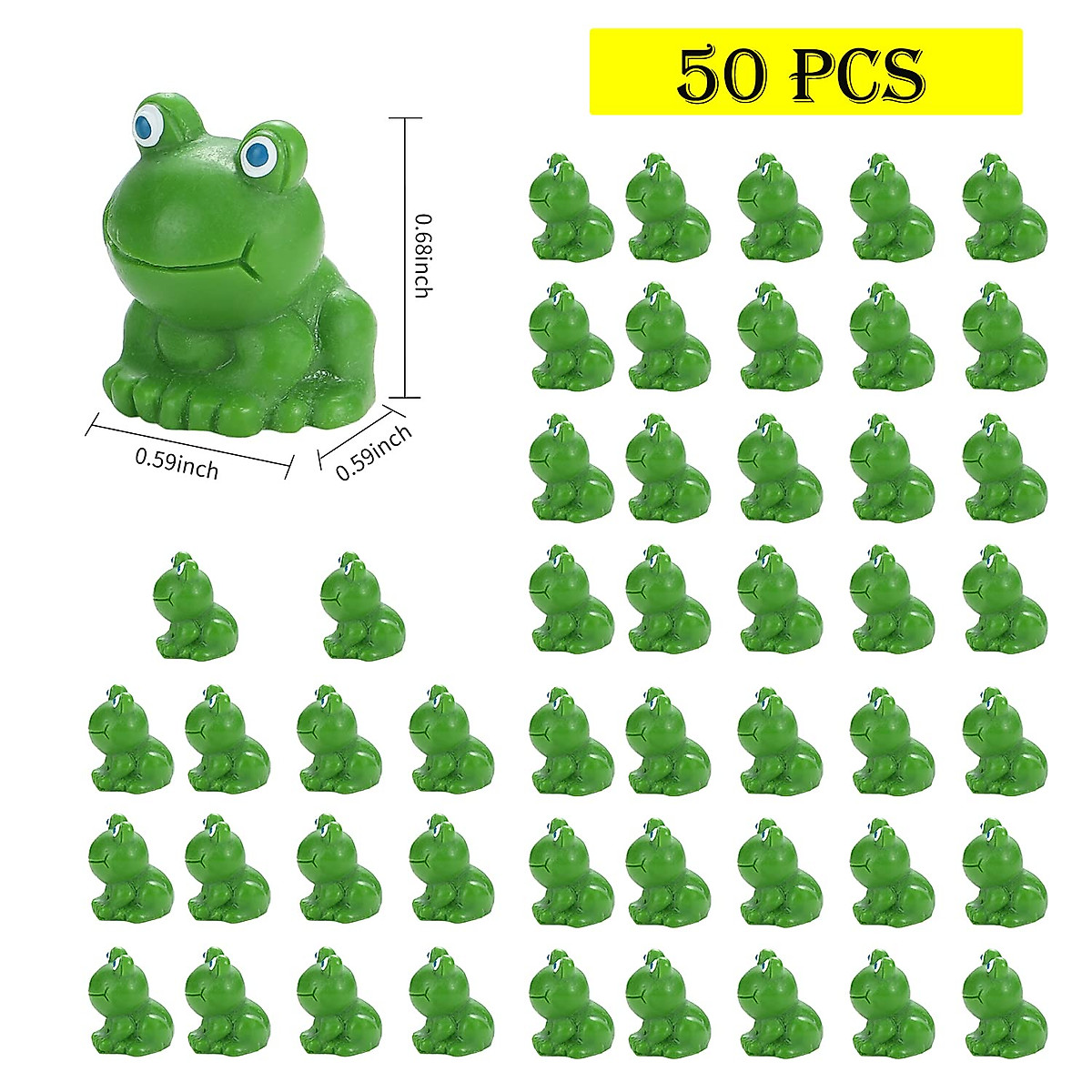 EKisemio 50 Pcs Mini Frog Garden Decor | Green Frog Figurines | Miniature Home Décor | Tiny Plastic Frogs | Fairy Garden Decor