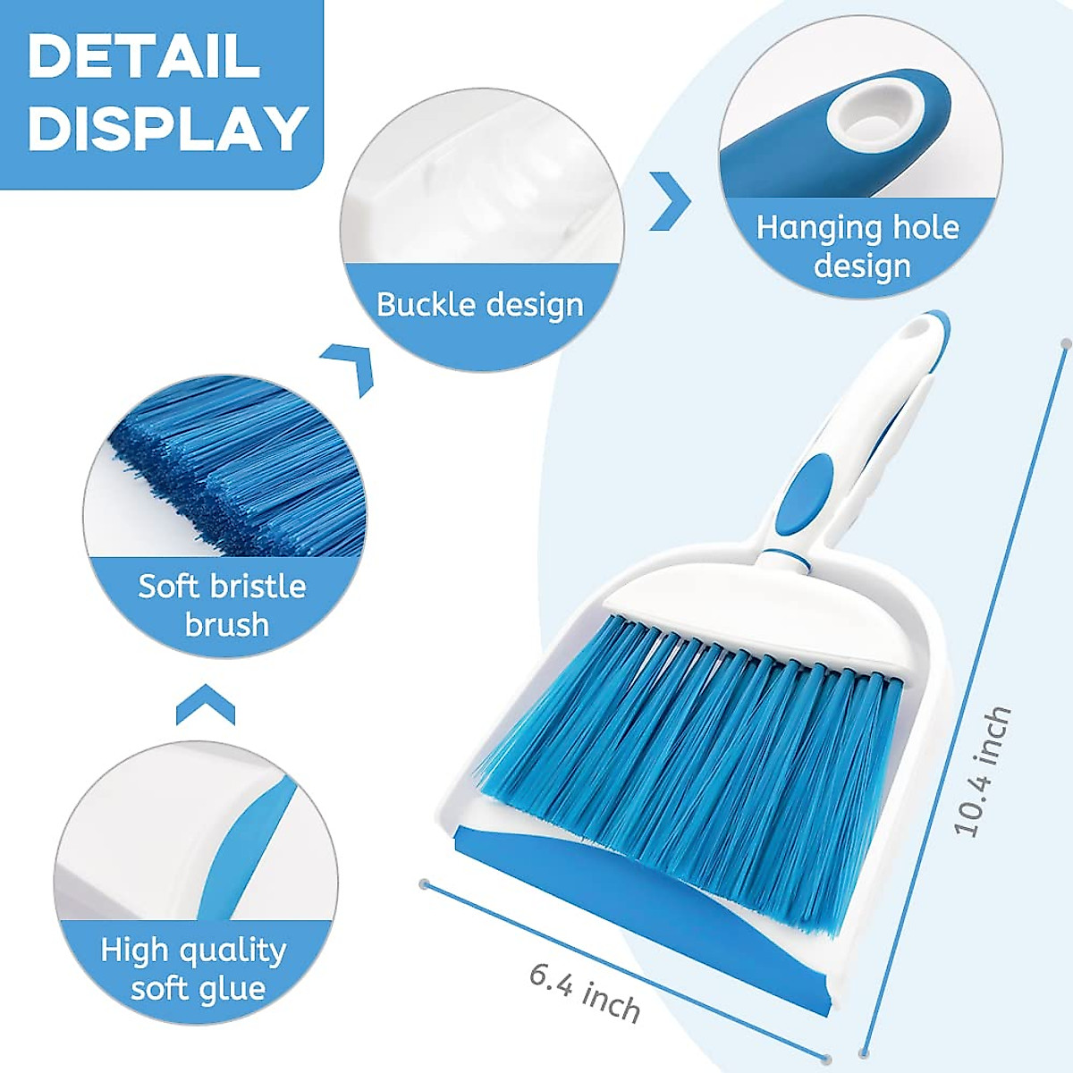 Broom Dustpan Brush Small Dust pan : Mini Broom and Dustpan Set Small Dust pan and Brush Set Whisk Broom and Dustpan Set Small Broom and Dust pan Set Small Dust pan for Desk, Home,Tent (Blue 2pcs)