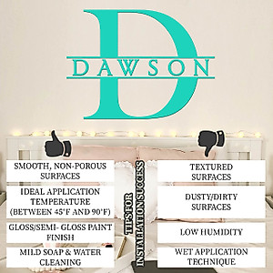 Personalized Initial Name Vinyl Wall Sticker for Room Decor - 18 Vinyl Color 4 Font - Custom Family Name Vinyl for Decoration - Customized Decal for Door Bedroom Nursery Kithcen Art for Kids Women C1