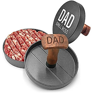 GALVANOX Grilling Gift for Dad, Non-Stick Hamburger Press Patty Maker, Aluminum BBQ Burger Mold “Dad Grill Boss” for Fathers Day/Birthday Boxed