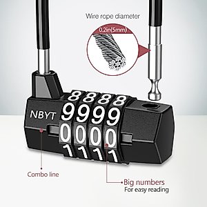 LOFICOPER Combination Padlock with Long Shackle, Cable Locks with Combination, 4 Digit Combination Long Padlock, Gym Locker Lock for Cabinet, School, Fence, Toolbox, Case