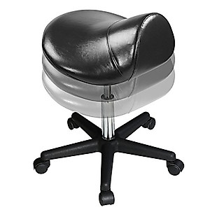Master Massage Equipment Ergonomic Swivel Saddle Rolling Hydraulic Stool in Black for Clinic, Spas, Salons, Debtists, Classrooms, Home, Office