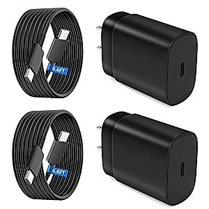 USB C Charger 25W Samsung Fast Charger Type C Super Fast Charging Block & 6.6ft Android Phone Charger Cable for Samsung Galaxy S23Ultra/S23/S23+/S22/S22Ultra/S22+/S21/S20/Note 10/20,Z Fold/Flip,2 Pack
