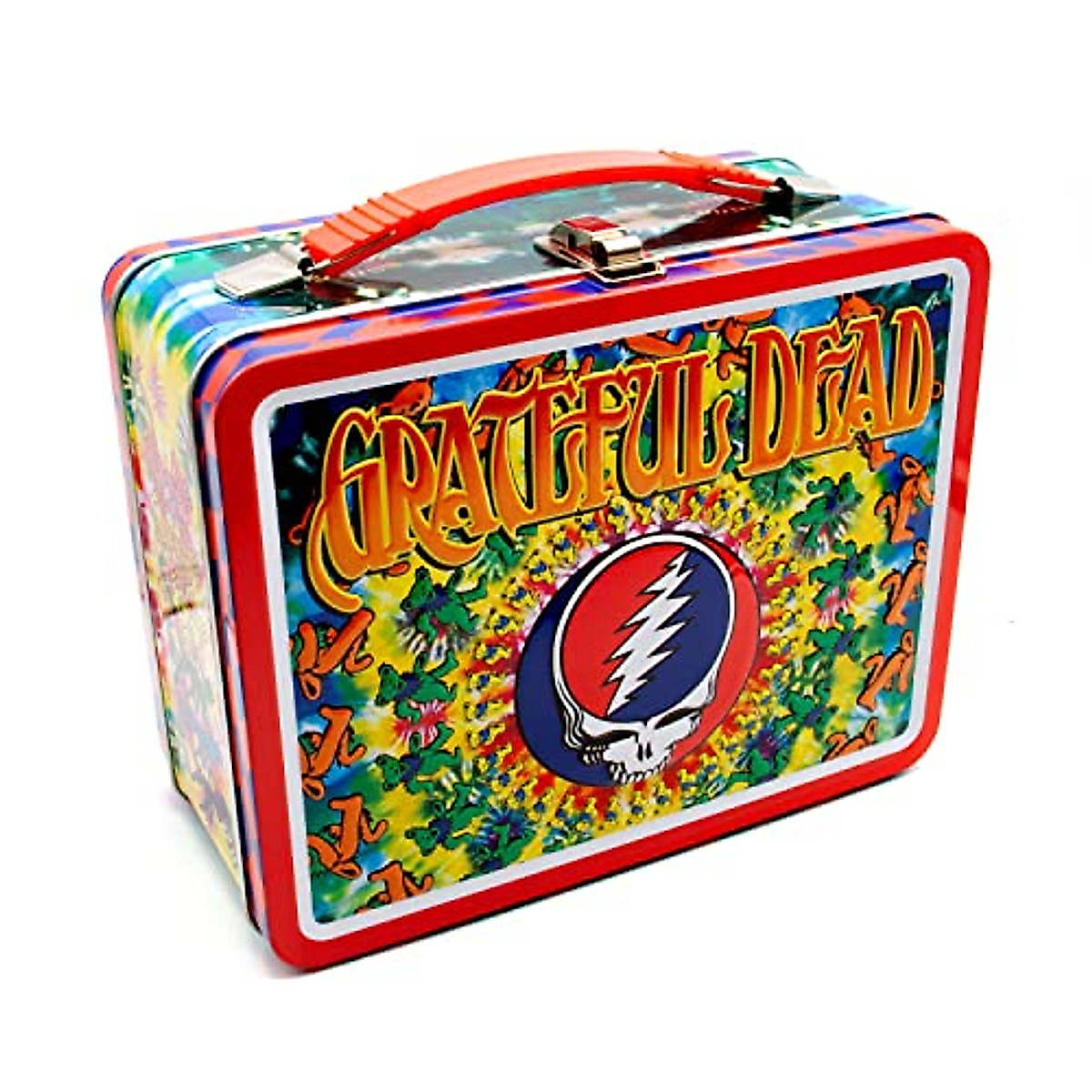 AQUARIUS Grateful Dead Fun Box - Sturdy Tin Storage Box with Plastic Handle & Embossed Front Cover - Officially Licensed Grateful Dead Merchandise & Collectible Gifts
