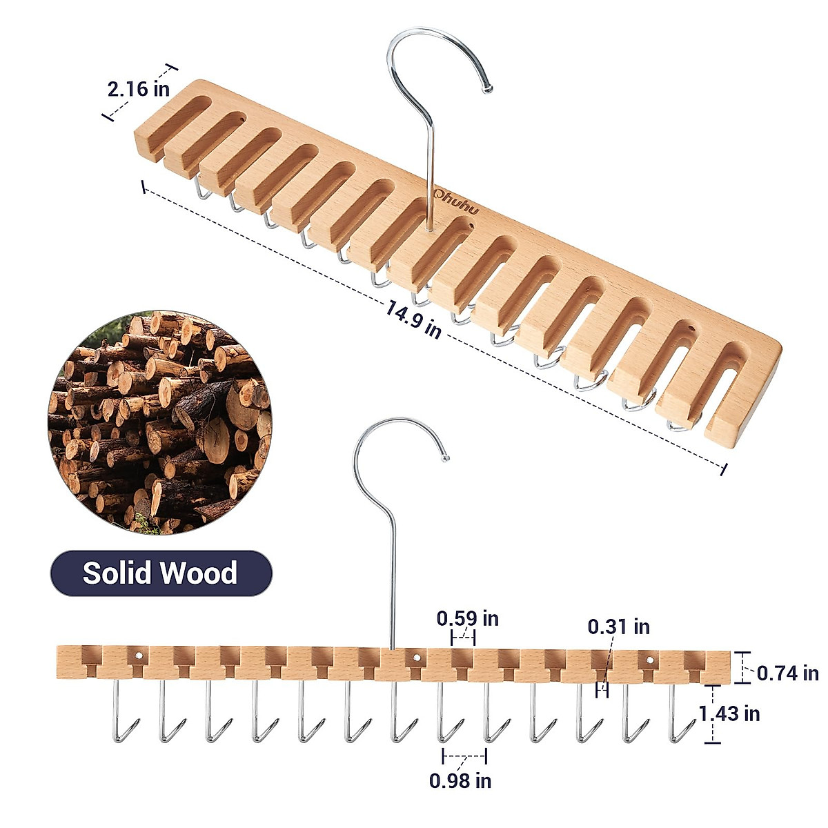 Belt Hanger Organizer for Closet, Ohuhu 2 in 1 Wall Mount Belt Rack for 27 Slots Storage and Organization, 360 Degree Rotating Belt Display Holder for Belt Tie Scarf Accessories