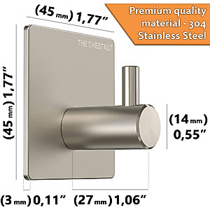 Wall Hooks Robe & Towel Adhesive for Hanging Towels - Set of 4 - for Bathroom, Kitchen - Sticky Hanging Wall Hangers Without Nails