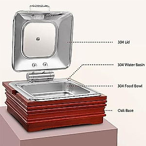 ASSYA Electric Buffet Server Chafing Dish Buffet Set Dishes Buffet Servers Round Food Warmer Food Grade Stainless Steel Material Safe to Use,Stainless Steel,B