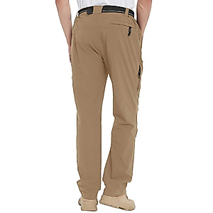 TBMPOY Men's Windproof Waterproof Athletic Pants for Outdoor Work Hiking Breathable Pants Thin Khaki M