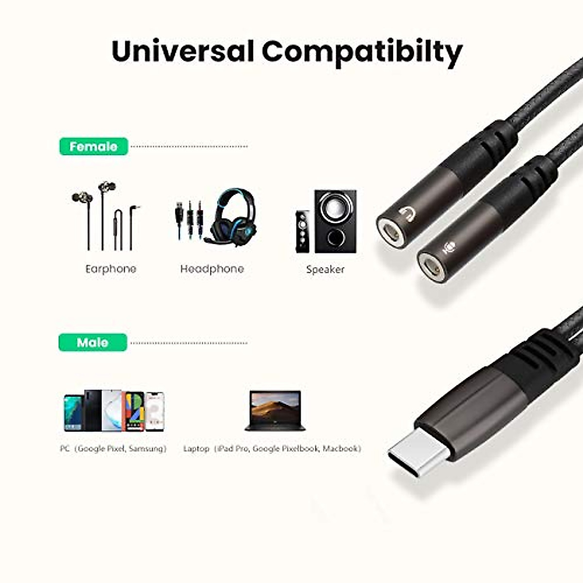 USB C Microphone Adapter, USB C to 3.5mm Combo 3.5mm Hi Fi Audio & Mic Jack Splitter Compatible with iPad Pro, iPad Air, MacBook, Pixel 7 6 Pro 5 4 XL, Galaxy S23 S22 S21 Ultra Note 20 Ultra
