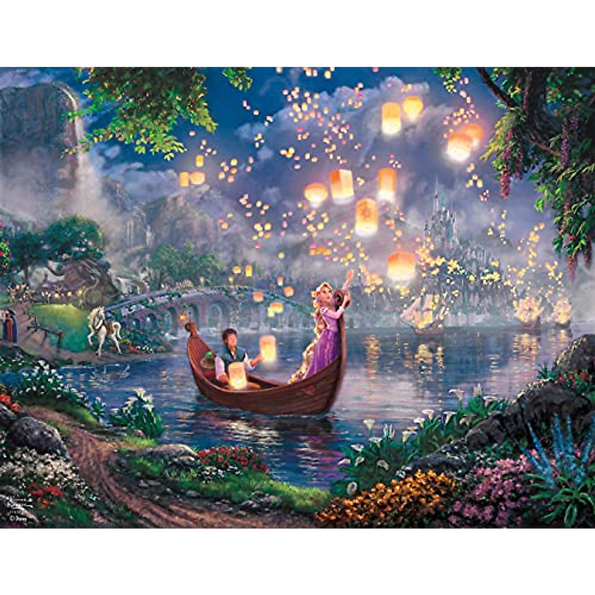 Ceaco - 4 in 1 Multipack - Thomas Kinkade - Disney Dreams Collection - Tangled, Mickey and Minnie Mouse, Dumbo, & The Little Mermaid - (4) 500 Piece Jigsaw Puzzles , Blue