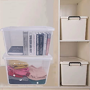 92 Quart Plastic Storage Bins Waterproof, Utility Tote Organizing Container Box with Buckle Down Lid, Collapsible Clear Plastic Storage Box, for Toys Clothes and Bedding, 1 pack, Transparent
