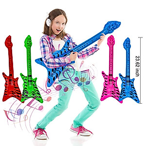Max Fun Inflatable Rock Star Toy Set, 30 PCS 80s 90s Party Decorations Inflatable Party Props Musical Instrument Blow up Guitar Inflate Rock Band for Carnival Party Favors Rock and Roll Party Supplies