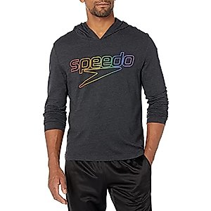 Speedo Unisex-Adult T-Shirt Long Sleeve Hoodie Pull Over Team Warm Up, Pride Black, X-Large