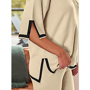 LILLUSORY 2 Piece Women Two Piece Lounge Travel Outfits Matching Going Out Knit 2024 Summer Fall Loungewear Sweat Suits Casual Pants Sets Vacation Sweatsuits