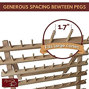 Madam Sew 60-Spool Sewing Thread Rack for Spools of Thread – Free Standing or Wall Mount Embroidery Thread Spool Holder with Attached Eyelets for Sewing Organization and Storage