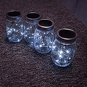 OSALADI 2M 20 LED Mason Jar Lights Solar Powered String Lights Fairy Lights for Garden Yard Home Landscape (White)
