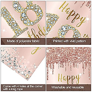 Happy 18th Birthday Door Banner Backdrop Decorations for Girls, Pink Rose Gold 18 Birthday Party Door Cover Sign Supplies, Eighteen Year Old Birthday Poster Background Photo Booth Props Decor