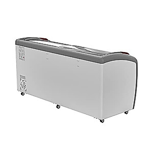 KoolMore MCF-20C Commercial Ice Cream Freezer Display Case with 6 Storage Baskets and Clear, Sliding Lid for Convenient Stores, Gas Stations, or Business Use, Large 20 cu. ft. Capacity, White