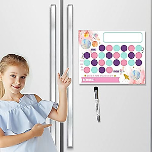 Space Chore Chart for Kids Girls，Magnetic Reward Chart for Kids Behavior, Good Responsibility Chart, Chore Chart for One Child - 8 x 10 inch