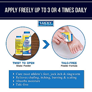 Lucky Super Soft Cornstarch Foot Powder, Talc-Free, Moisture Absorbing Odor Fighting Formula, Natural Protection Against Chafing - (12, 5-Ounce Bottles)
