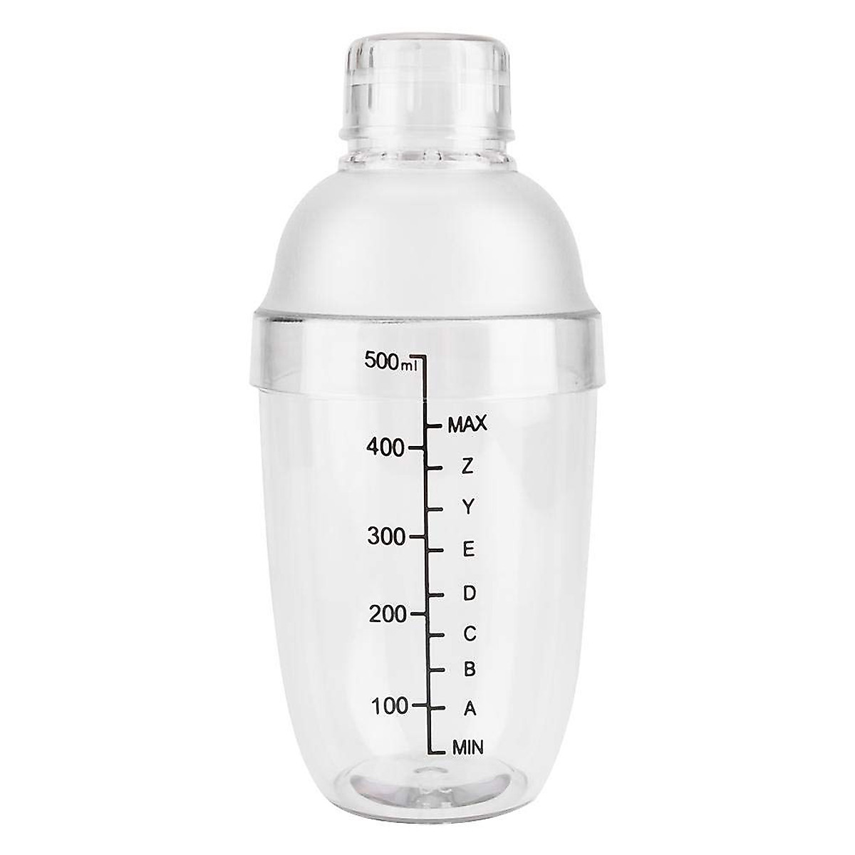 Plastic Cocktail Shaker, Drink Mixer Hand Shaker Cup with Scales, Anti-leaka Transparent PC Milk Tea Cocktail Drink Shaker Bar Tool (500ML)