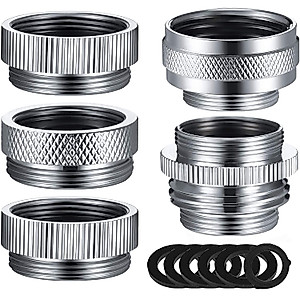 Faucet Adapter Kit, 5PCS Kitchen Sink Brass Aerator Adapter Set Male Female Sink Faucet Adapter for Garden Hose, Water Filter, Standard Hose via Diverter