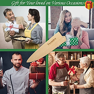 Foxwake Chef Knife Edge Guard, 8 Inch Wood Knife Sleeve, Knife Cover, Knife Sheath, Knife Blade Case with Pin, Single Knife Holder Fit for Gyuto Chef & Santoku Knife