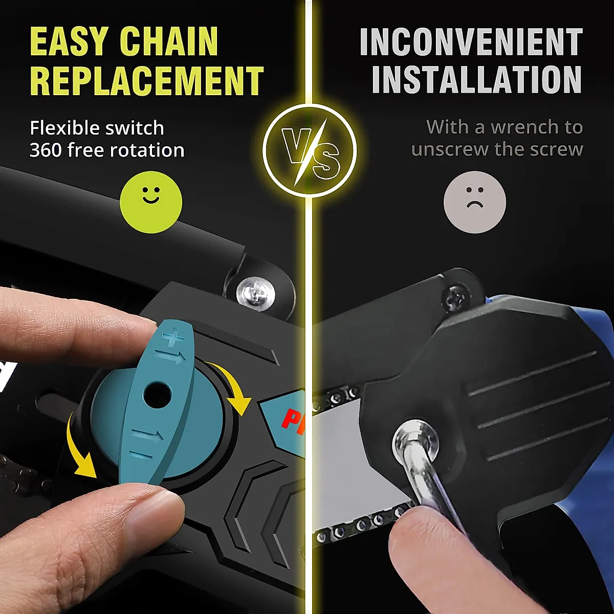 PKperekond Mini Chainsaw Cordless, Mini Chainsaw 6 Inch Cordless with 1200W Brushless Motor, Mini Chainsaw Battery Powered with Auto Oiler, Portable Electric Handheld Chainsaw for Courtyard and Garden