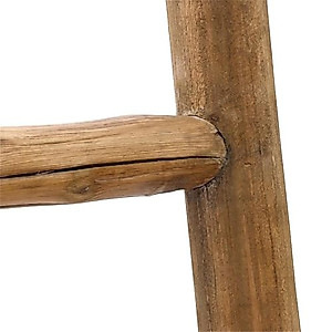 LuxenHome Rustic 6ft Decorative Blanket Ladder, Fully Assembled Nature Wood Decorative Wall Leaning Blanket Ladders, Bathroom Storage Quilt Towel Display Rack Shelf Holder Rustic Farmhouse