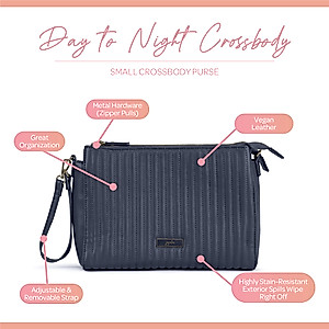 JuJuBe Crossbody Bag, Small Diaper Purse and Designer Shoulder Bag for Women with Portable Changing Pad, Handbag for Baby Travel Essentials, Removable Strap, Vegan Leather, Day to Night - Deep Ocean