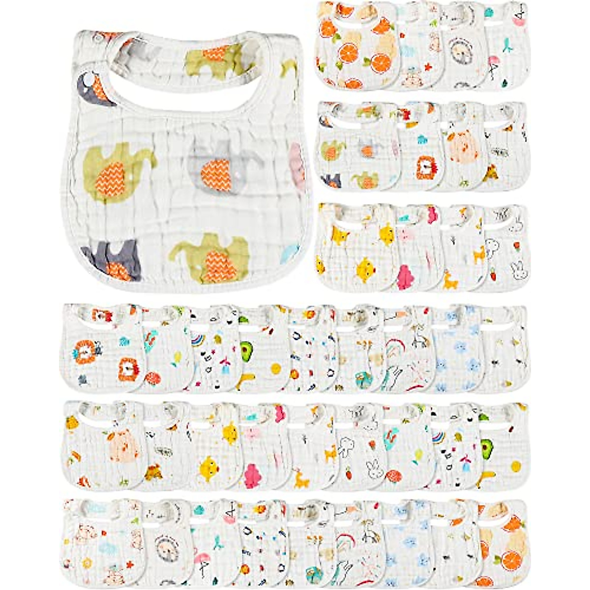 40 Pcs Muslin Baby Bibs Bandana for Boys Girls Newborn Infant Cotton Adjustable Baby Drool Bibs Unisex Absorbent Soft Waterproof Toddler Bibs for Baby Feeding, Teething and Drooling