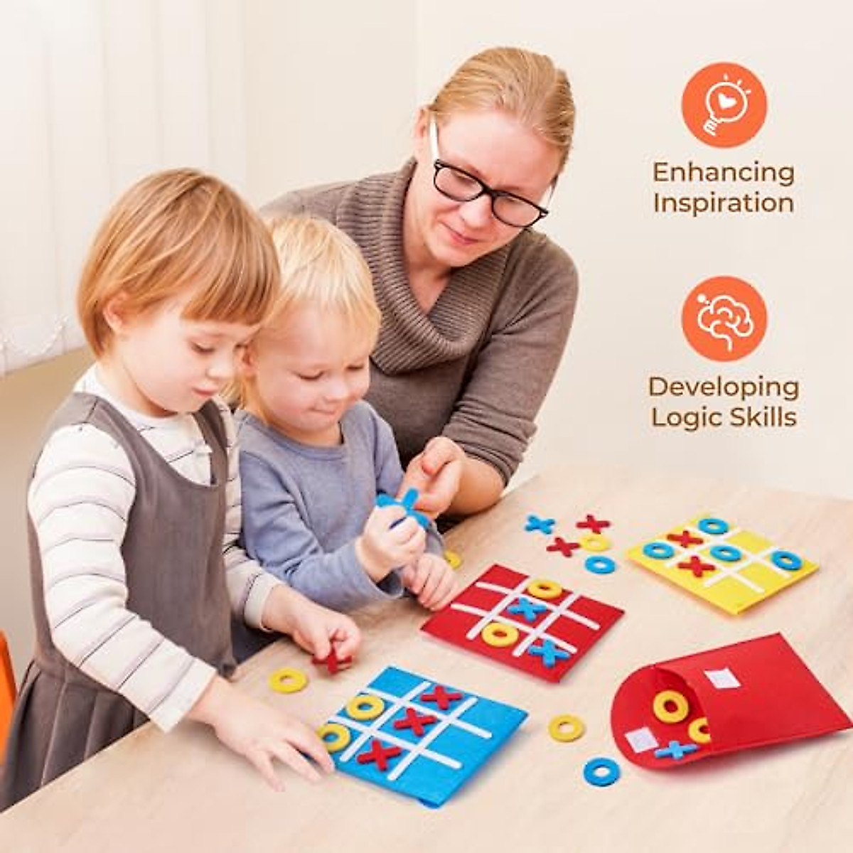 JoyCat Tic Tac Toe Strategic Board Game for Kids and Family,Birthday Party Favors,Classic Educational Toys for Goodie Bag Stuffers,Gifts for Students with Envelope,Easy to Store(Bulk Pack of 30)