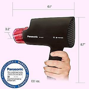Panasonic nanoe Compact Hair Dryer for Healthy-Looking Hair, 1400W Portable Hair Dryer with Folding Handling and QuickDry Nozzle for Fast Drying – EH-NA27-K (Black/Pink)