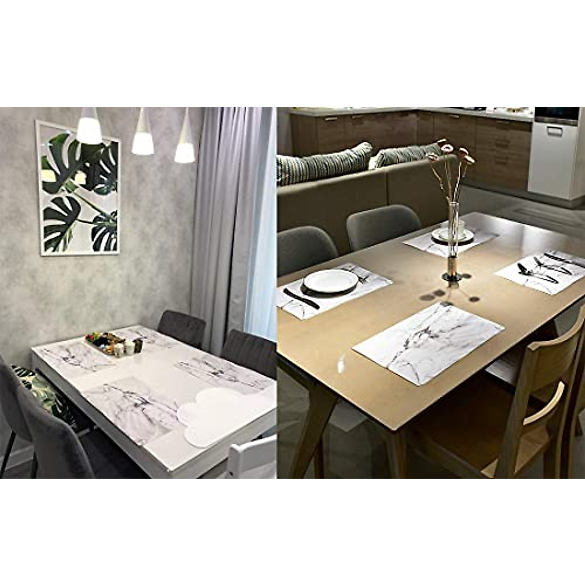 GENNISSY Marble Placemats for Dining Table Set of 6 Thin Environmental Table Mats Easy Clean for Kitchen Dinner Party((Marble)