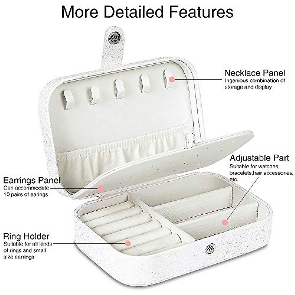 DREAM&GLAMOUR Travel Jewelry Case,Double Layer Jewelry Travel Box,Travel Jewelry Case Gift for Women,Girls with 6pcs Bracelets Gift（Necklace, Earring, Rings, Sparkle）