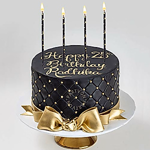 24 Pieces Birthday Candles Black Gold Cake Candle Cupcake Candles for Birthday Anniversary Graduation Retirement New Year Party Decoration