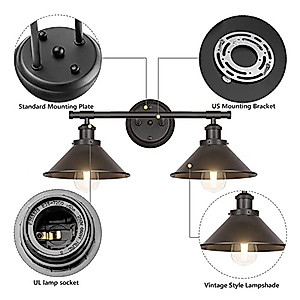 Licperron Black 2-Light Vanity Wall Sconce Lighting, Farmhouse Bathroom Wall Light Fixtures Over Mirror, Industrial Rustic Indoor Bathroom Vanity Lights for Cabinet Dressing Table Living Room