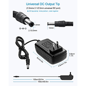 ALITOVE 24V 1A Power Supply Adapter DC 24 Volt 24W 1000mA 800mA 650mA 500A Power Converter Transformer with 5.5x2.5 5.5x2.1 5.5x3.0 5.5x1.7 4.8x1.7 4.0x1.7 3.5x1.35 3.0x1.1 2.5x0.7 6.3x3.0 10 Tips