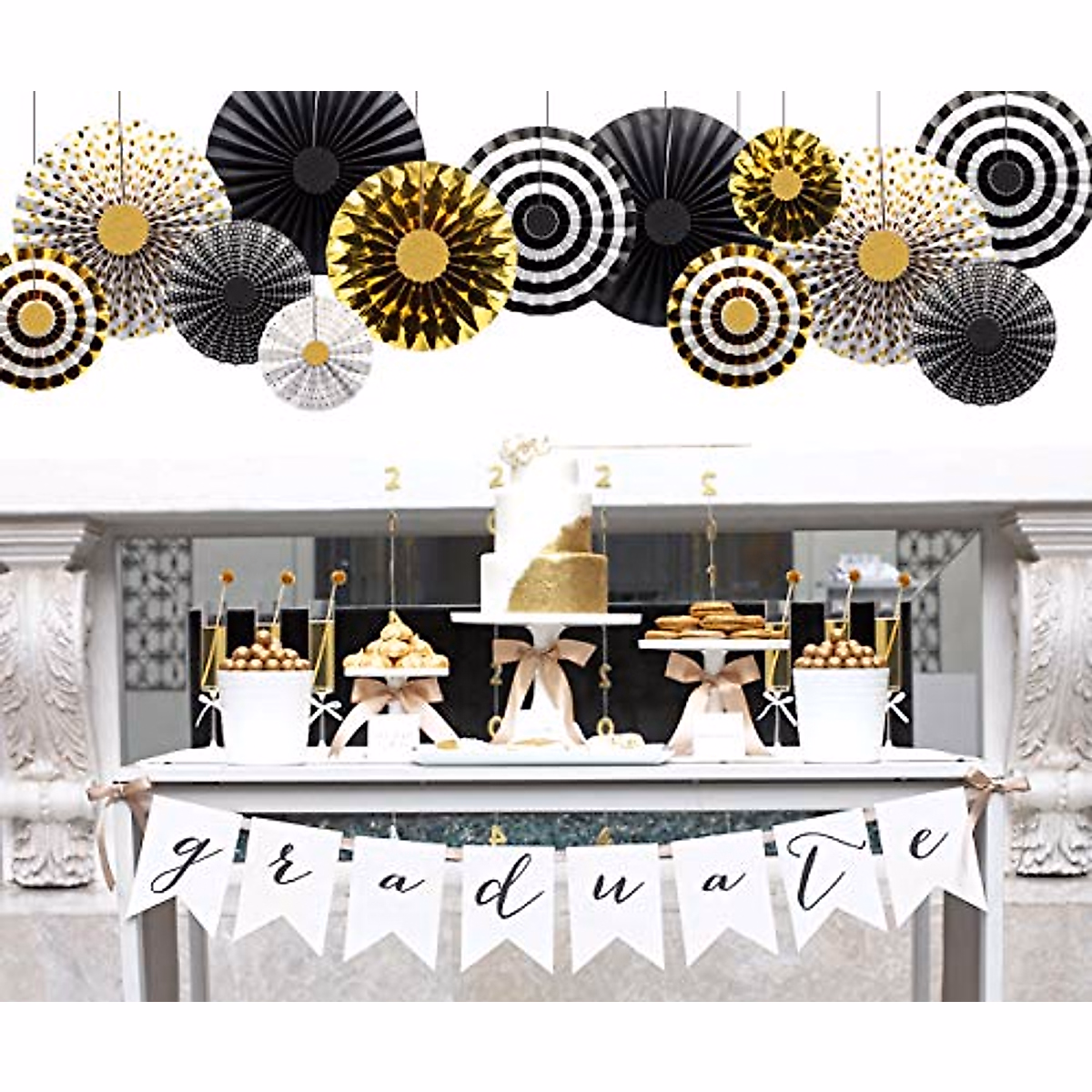 KAXIXI Party Hanging Paper Fans Decorations, Wedding Birthday Bachelorette Bridal Shower Party Ceiling Hangings Gender Reveal Baby Shower Party Decorations, 8pc